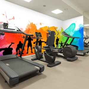 3D Watercolor Art Healthy Exercise FFA4655 Gym Removable Wallpaper Self ...