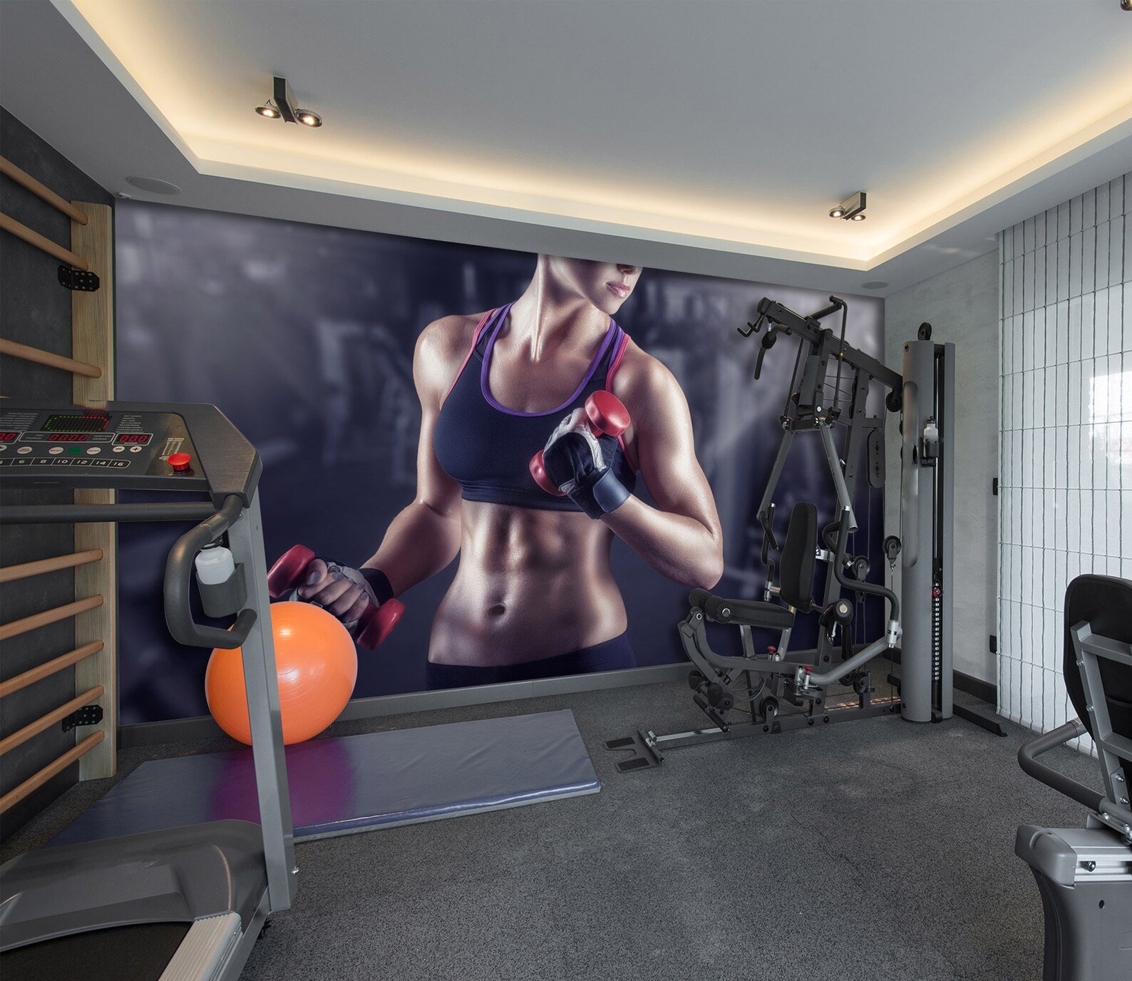 3D Red Dumbbell FFA7478 Gym Removable Wallpaper Self Adhesive Wallpaper ...