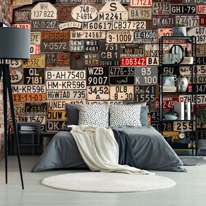 3D Retro License Plates FFA15935 Bedroom Removable Wallpaper Self ...