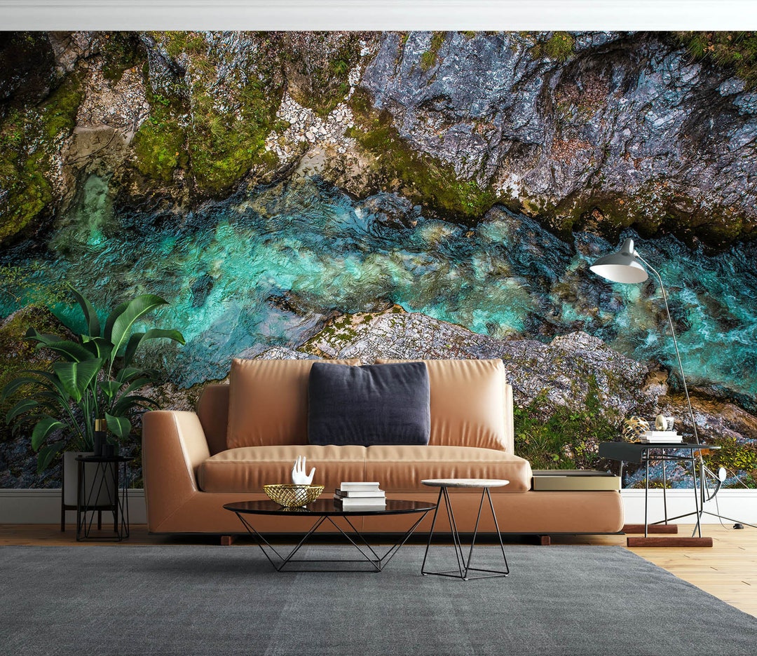 3D Cool Clear Blue Stream FFA15503 Removable Wallpaper Self Adhesive ...