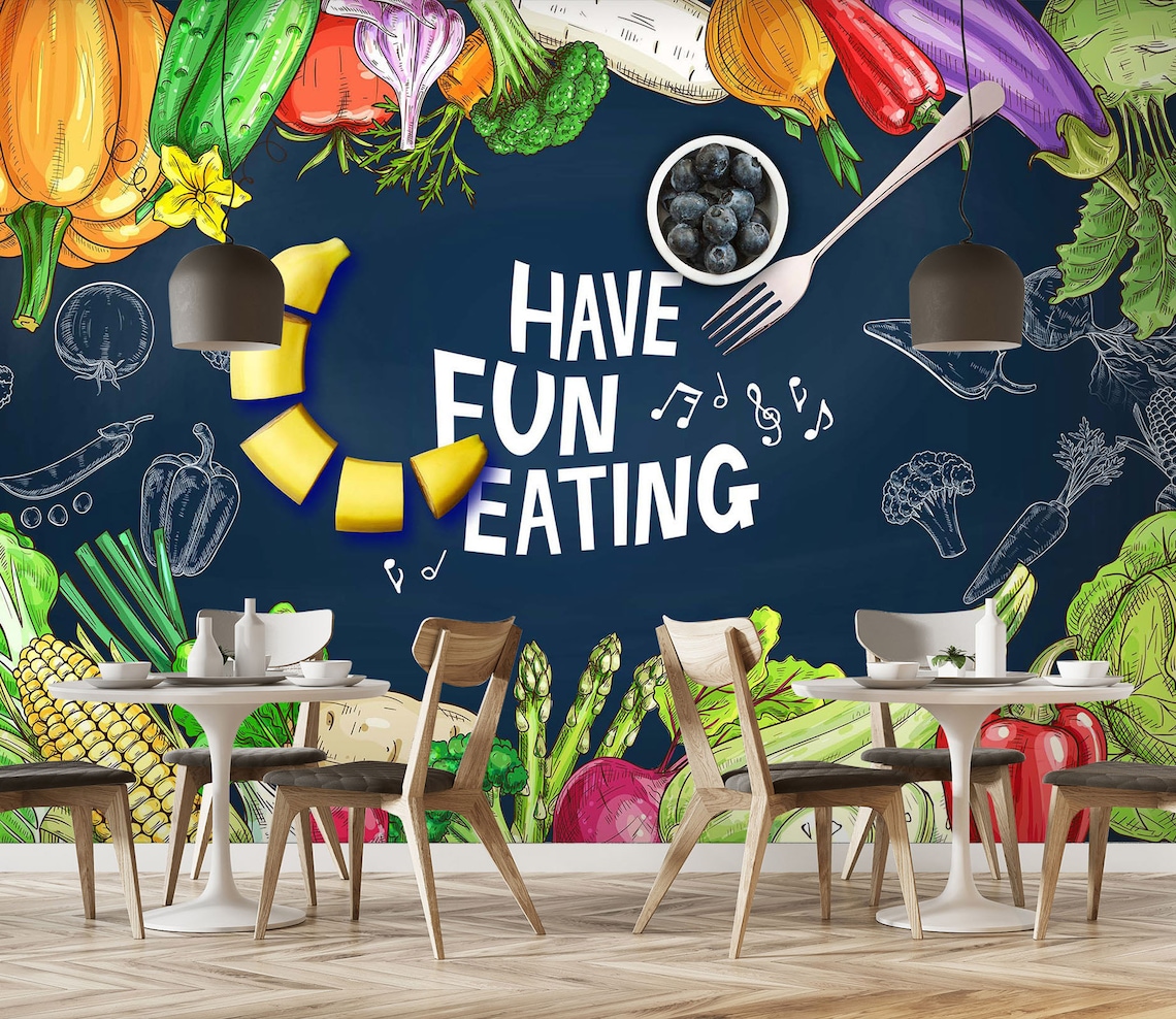 3D Food Vegetable Painting FFA2786 Restaurant Removable Wallpaper Self ...