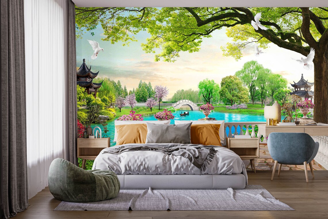 3D Spring Gazebo FFA2091 Removable Wallpaper Self Adhesive Wallpaper ...
