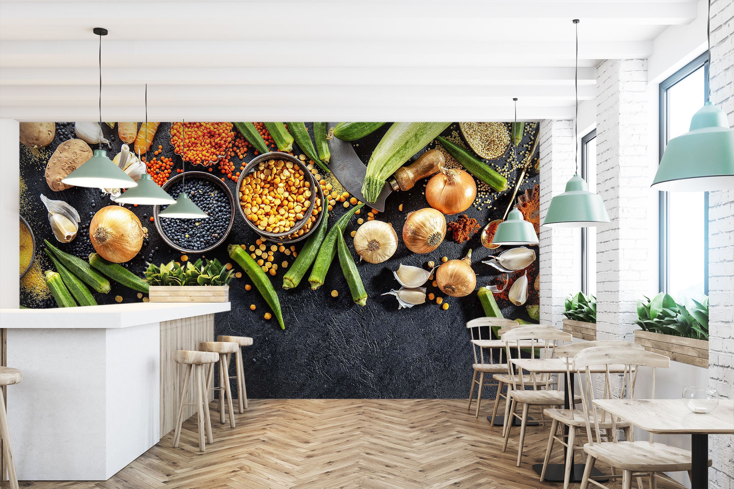 3D Food Vegetables FFA2744 Restaurant Removable Wallpaper Self Adhesive ...