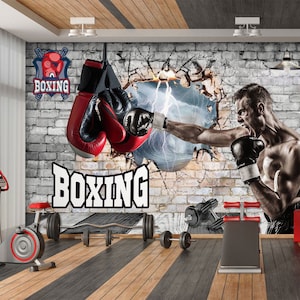 3D Powerful Boxing FFA7486 Gym Removable Wallpaper Self Adhesive ...