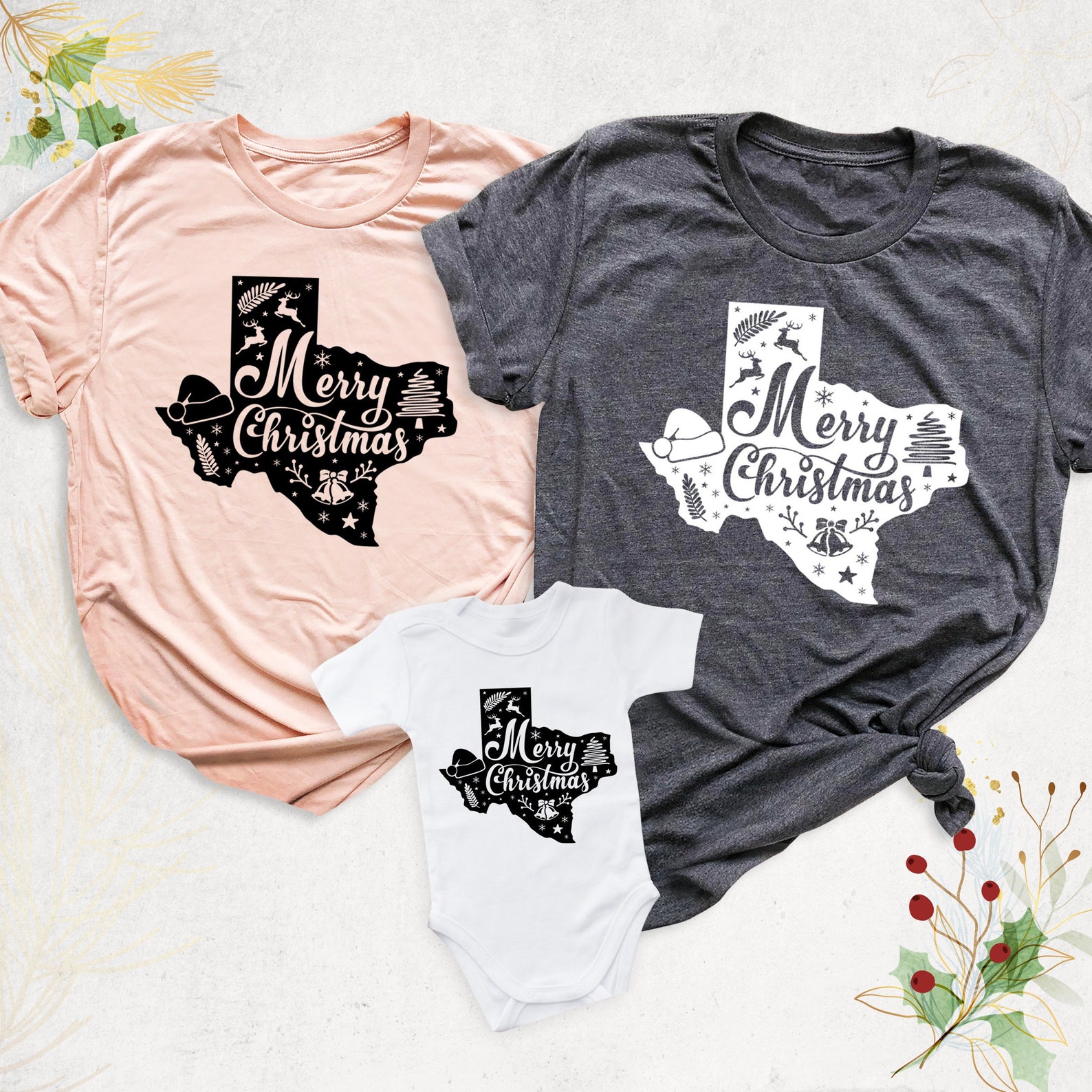 Merry Christmas Texas Family Shirt Southern Holiday Tee, Texas Lover ...