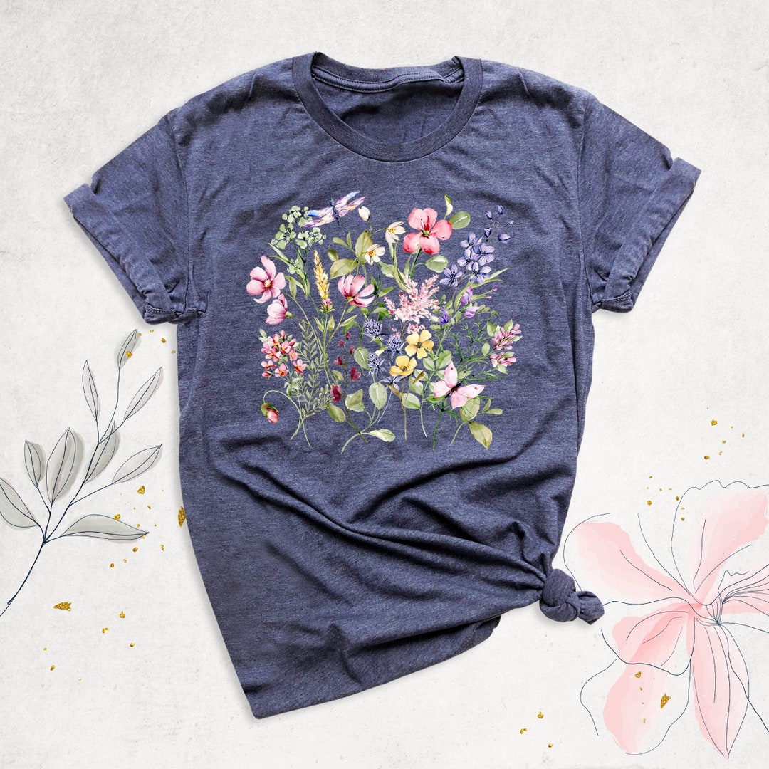 Spring Clothing for Women, Wildflowers Floral Nature Shirt, Aesthetic ...