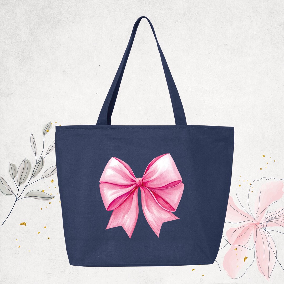 Pink Coquette Bow Tote Bag, Women Bow Tote Bag, Girls Travel Tote Bag ...