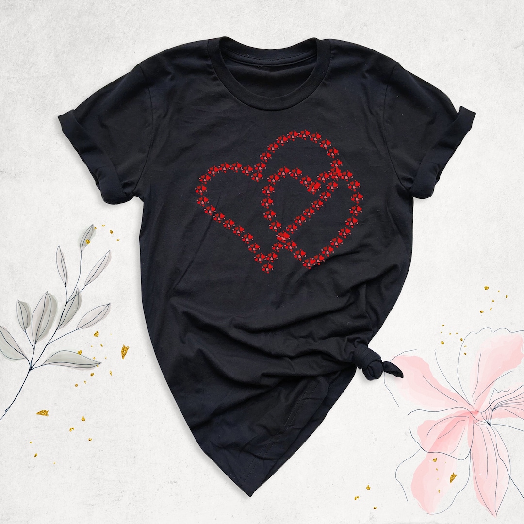 Double Red Hearts Shirt, Love Heart Tee Shirt, Minimalist Hearts Shirt ...