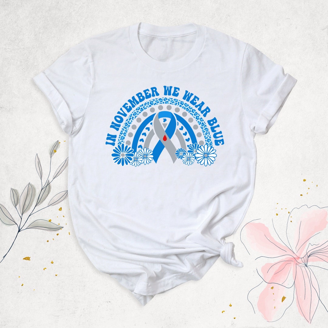 In November We Wear Blue Shirt, Diabetes Awareness Month, Blue Ribbon ...
