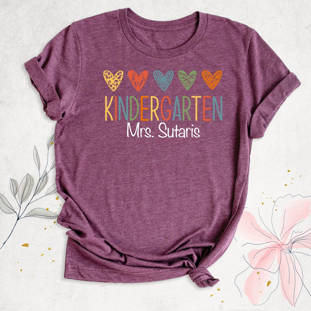 Kindergarten Teacher Shirt, Custom Name Preschool Teacher Gift Tshirt ...