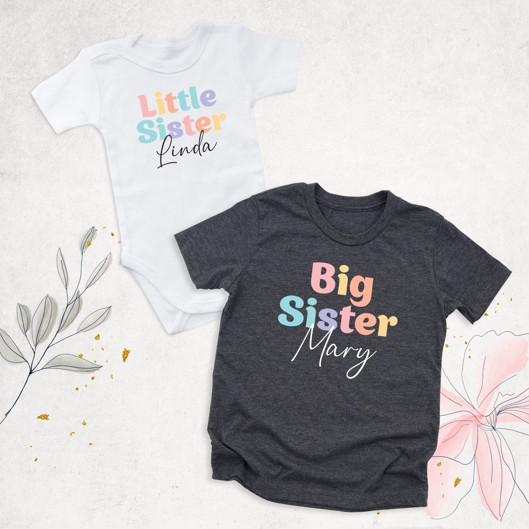 Big Sister Little Sister Outfits, Personalized Sibling Shirts, Matching ...
