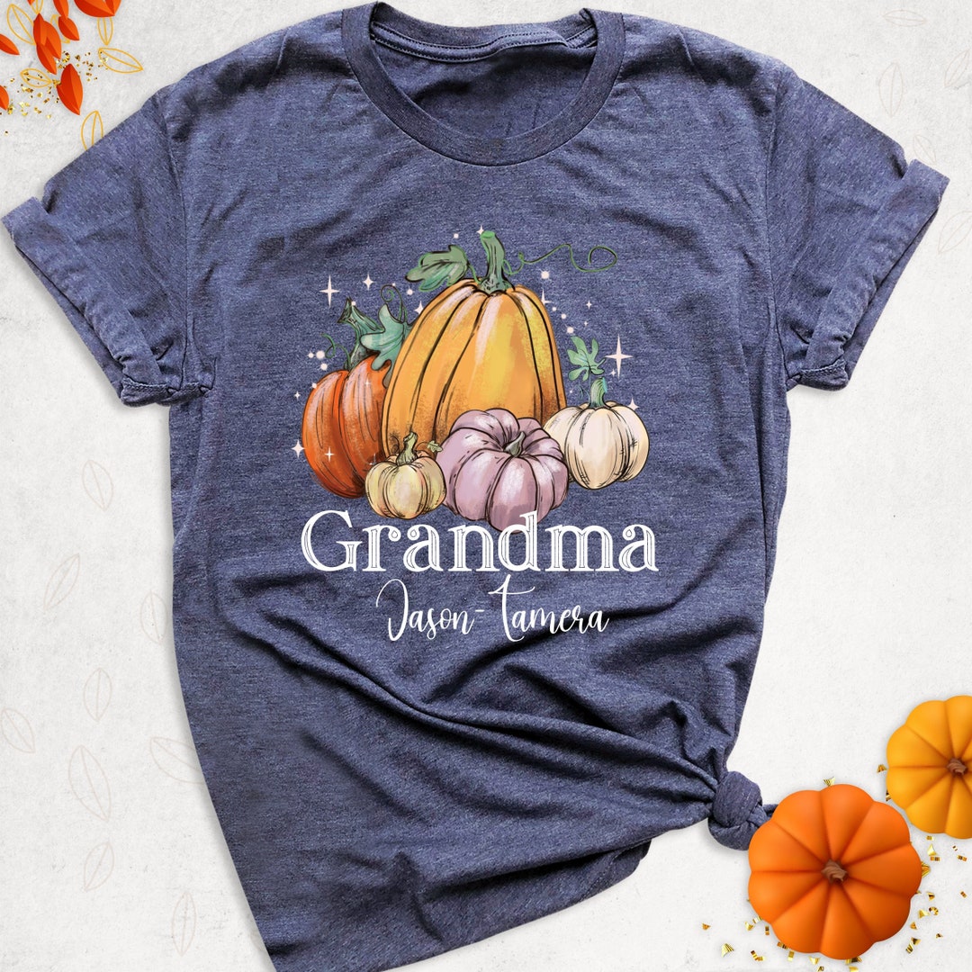 Pumpkin Grandma Name Shirt, Nana Custom Fall Shirt, Grandma Pumpkin ...