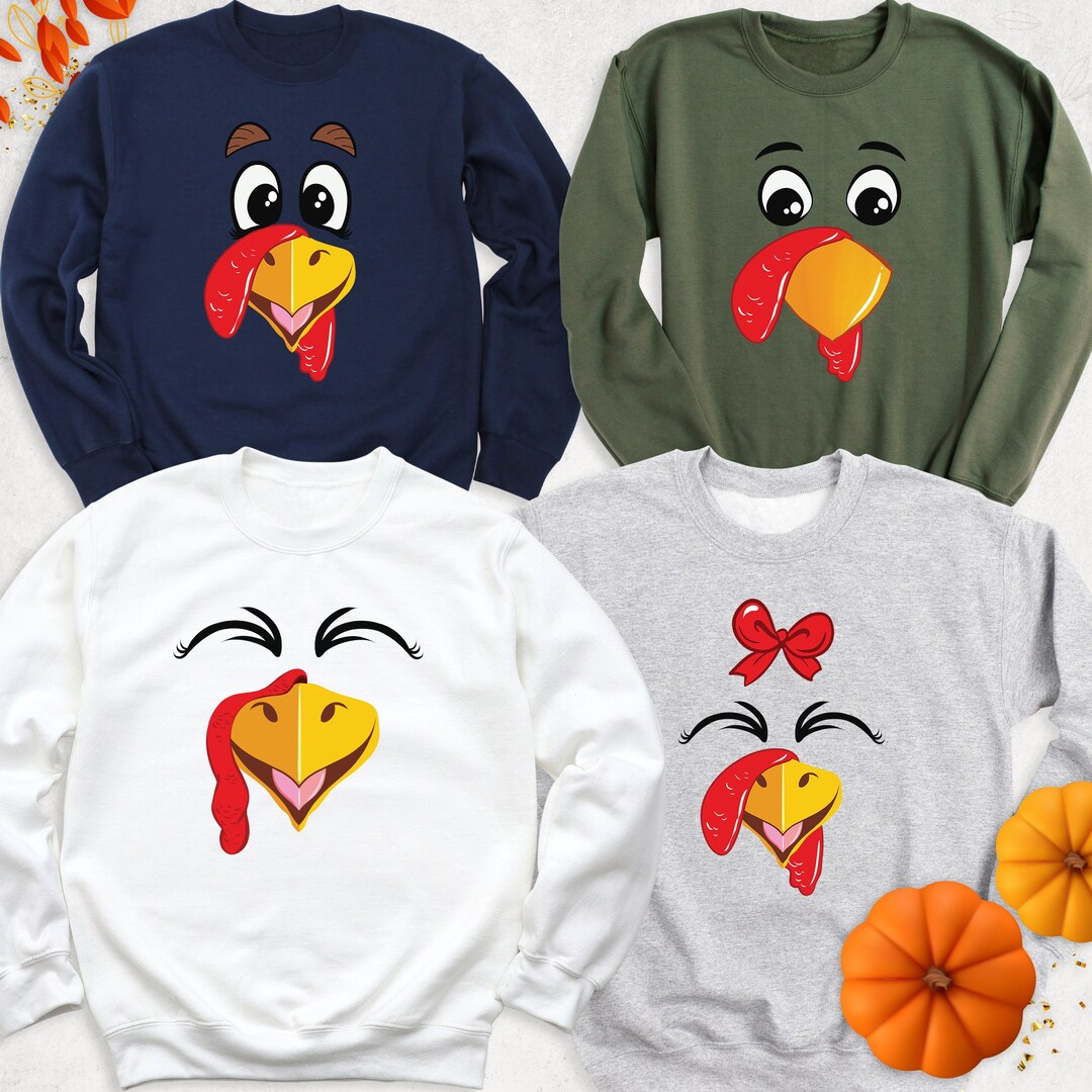 Thanksgiving Turkey Face Hoodie, Family Thanksgiving Sweatshirts, Funny ...