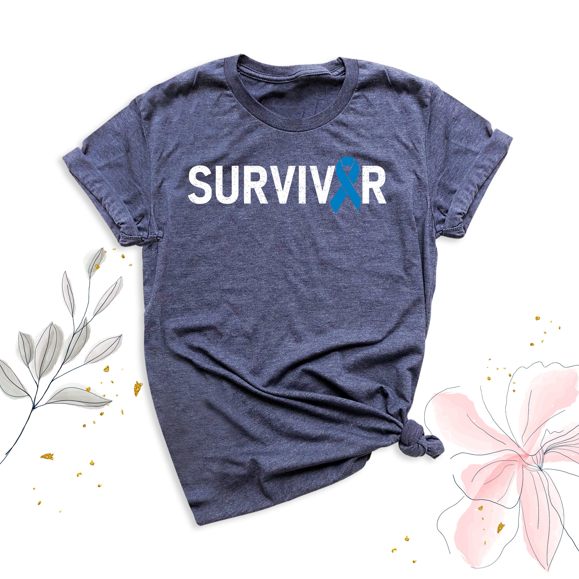Colon Cancer Awareness Shirt, Support Squad Cancer Tshirt, Blue Ribbon ...