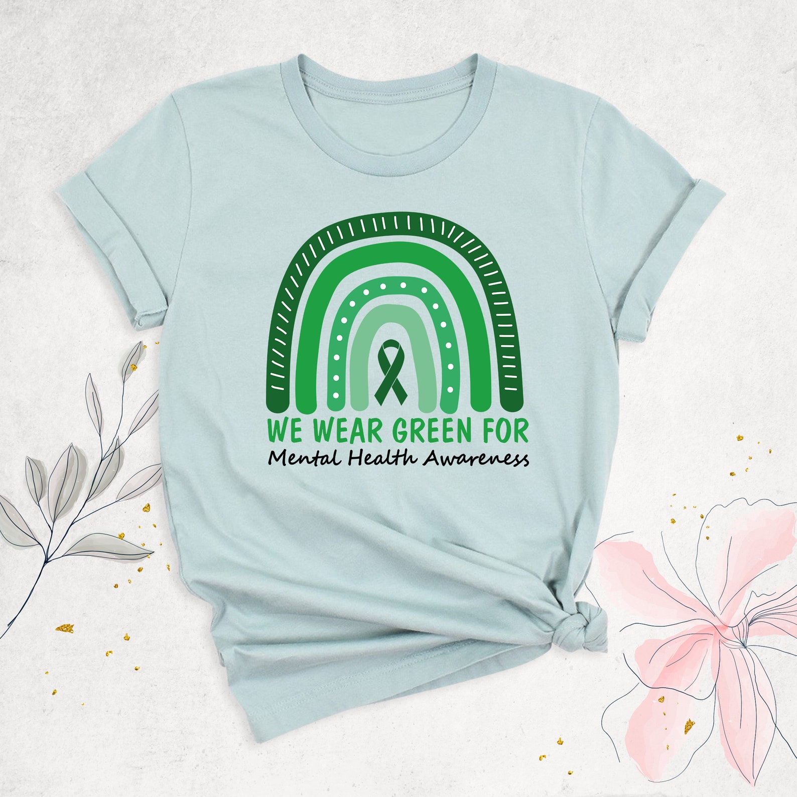 We Wear Green Mental Health Awareness Shirt, Green Ribbon Shirt, Mental ...