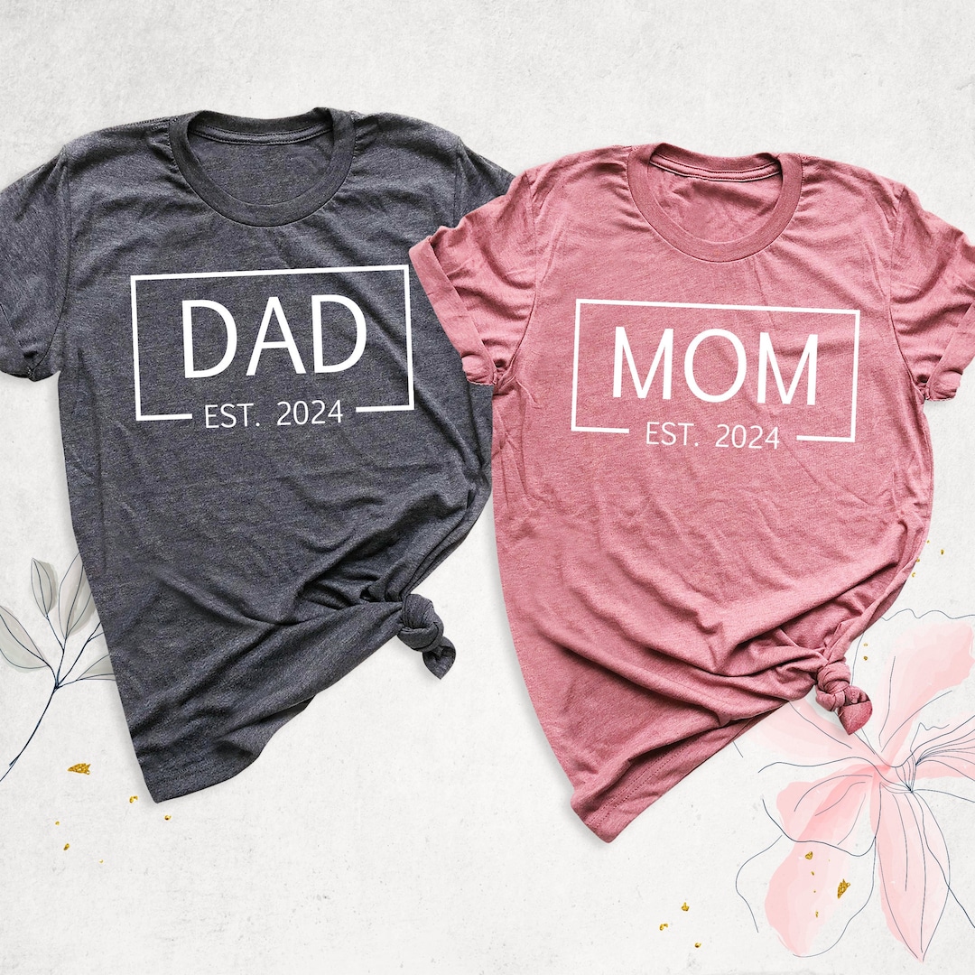 Mom and Dad Est Shirts, Baby Announcement Tee, New Mama Tshirt ...