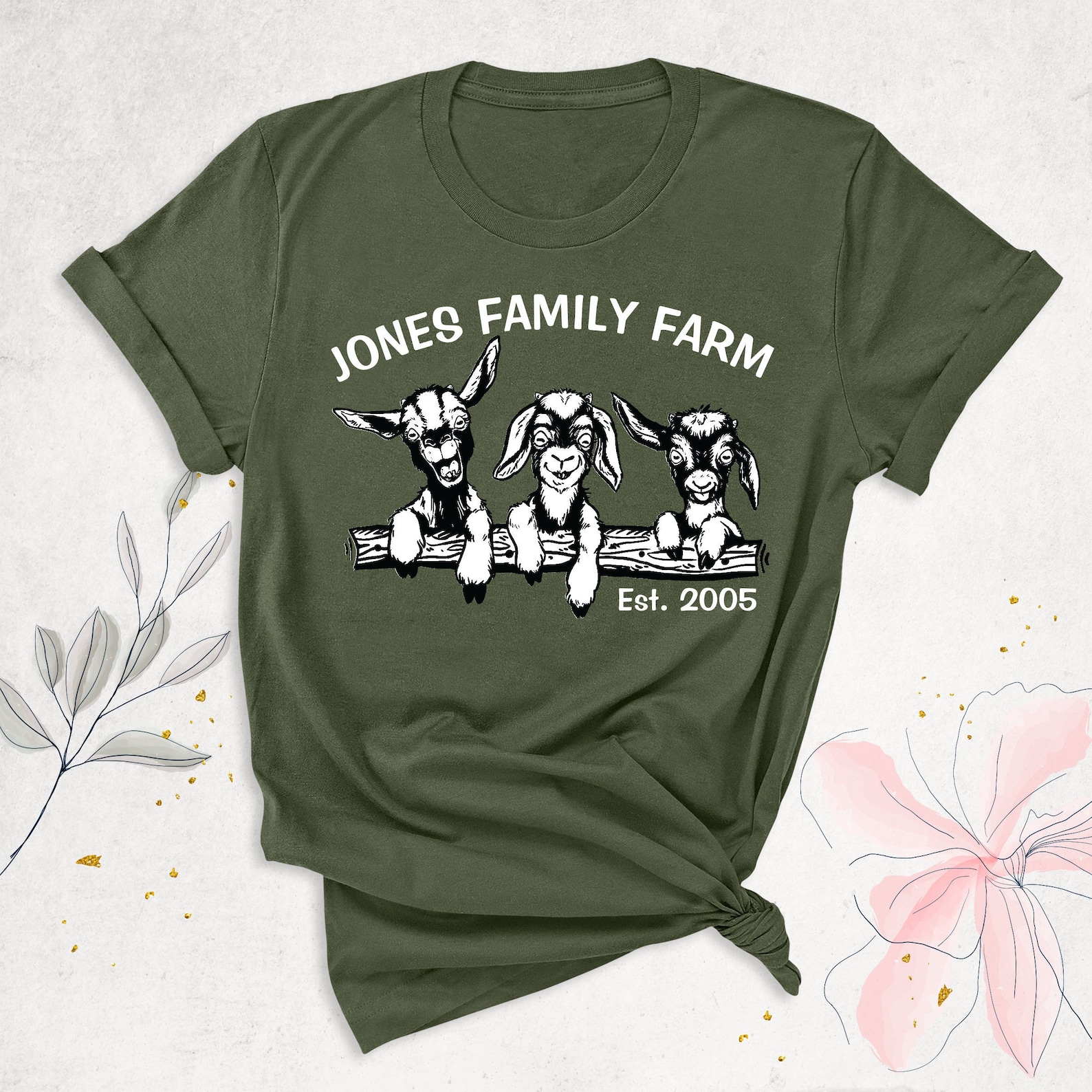 Personalized Goats Shirt, Farm Name Goat Shirt, Farm Animal Shirt, Goat ...