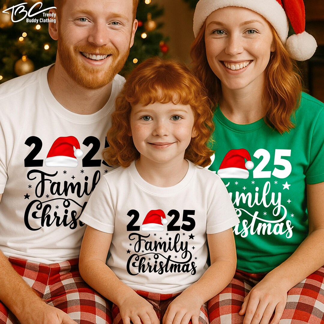 2026 Family Christmas Tee Shirt Matching Xmas Holiday Santa Hat Shirts ...