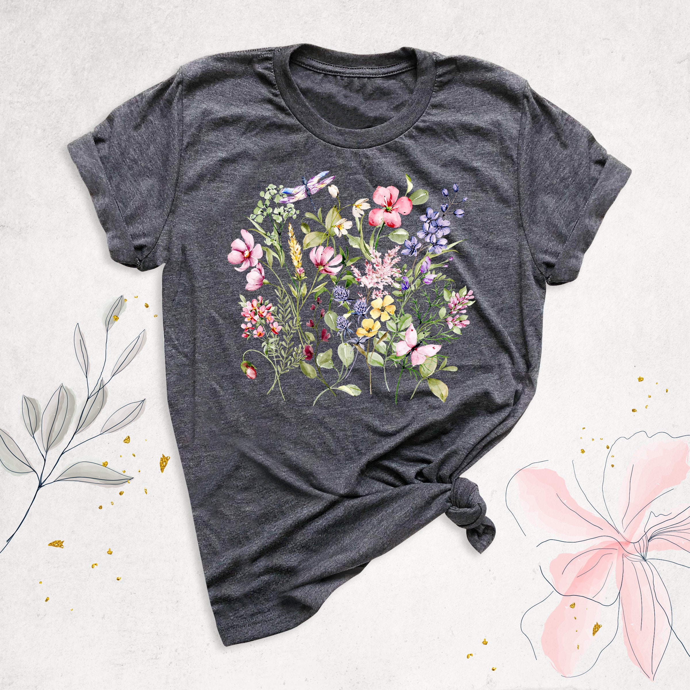 Spring Clothing for Women, Wildflowers Floral Nature Shirt, Aesthetic ...