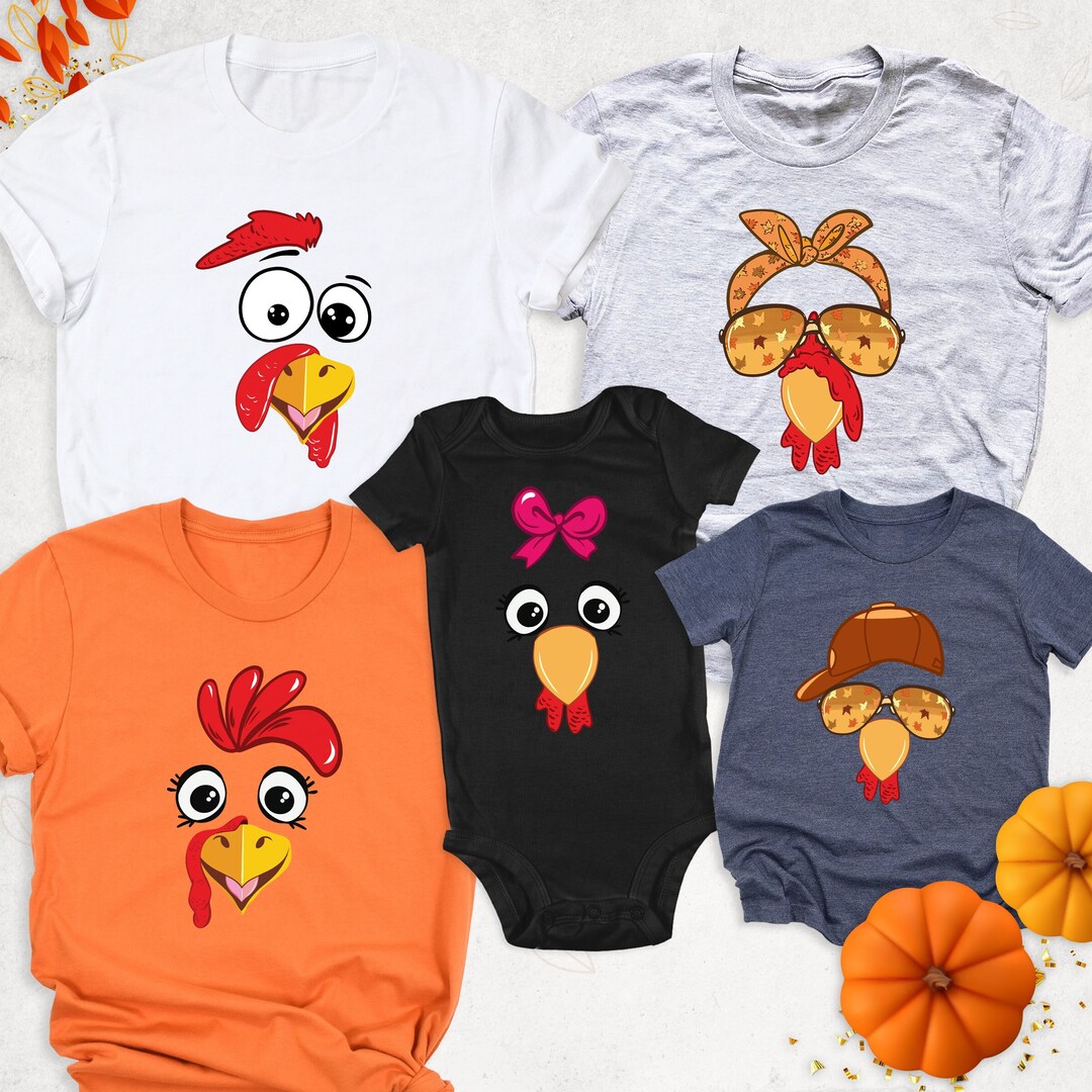 Turkey Face Thanksgiving Holiday Family Shirt, Matching Thanksgiving ...