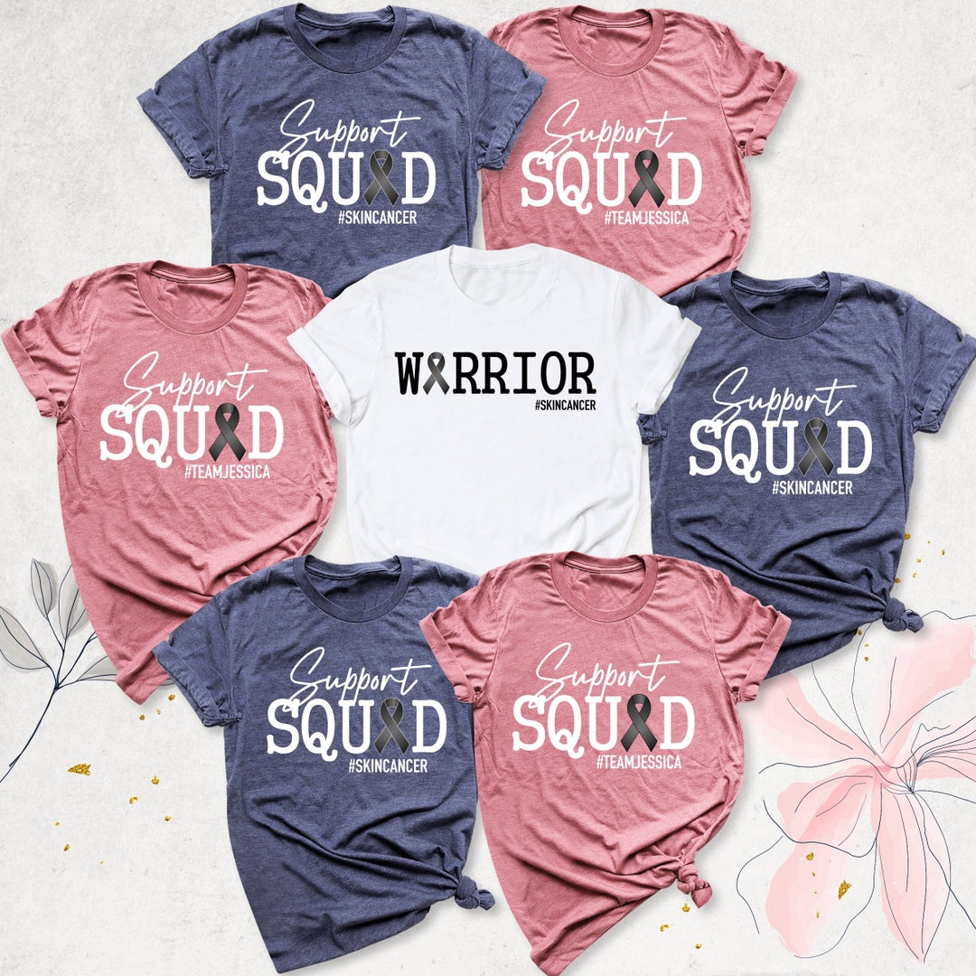 Skin Cancer Support Squad Shirt, Melanoma Cancer Warrior T-shirt, Black ...