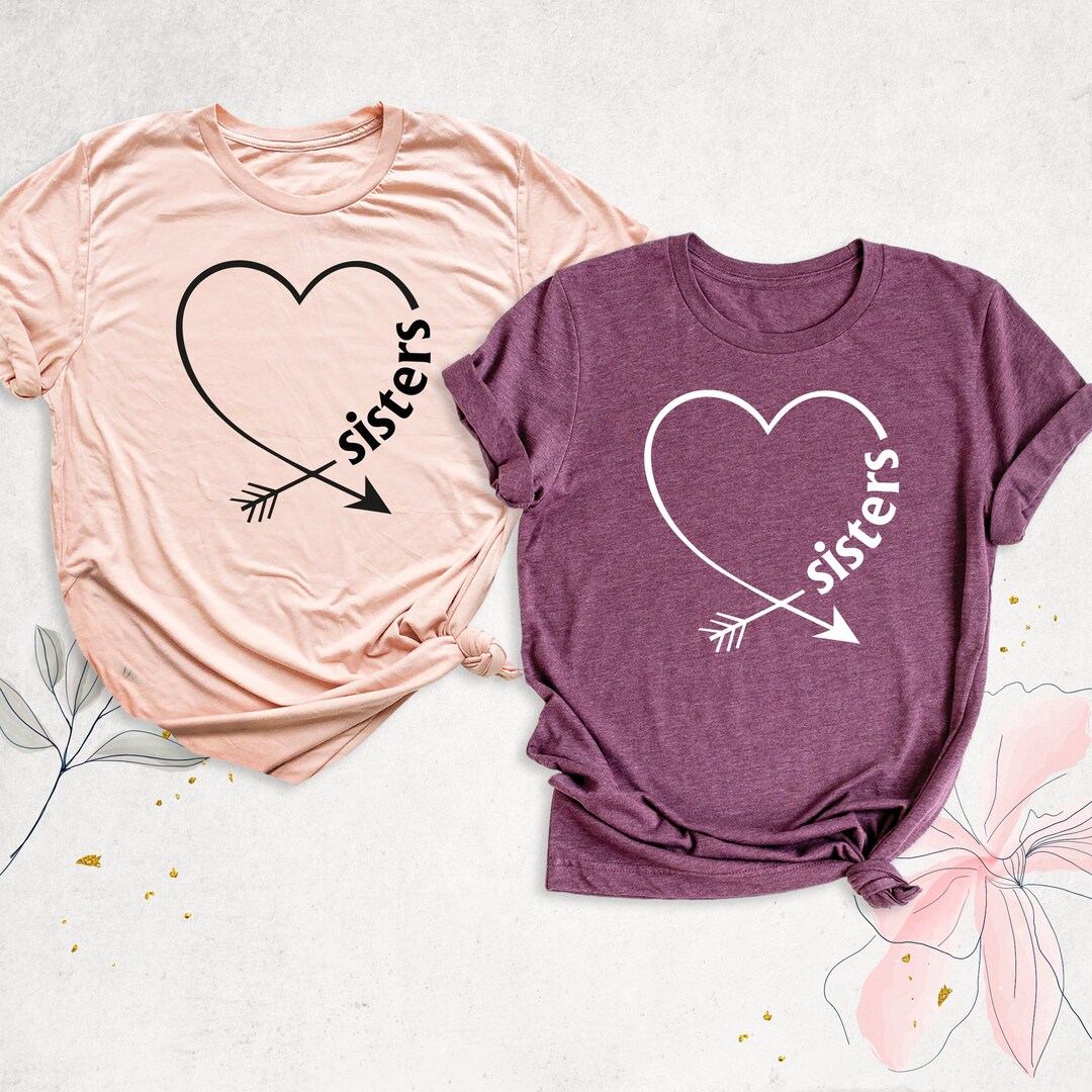 Sisters Heart Shirt, Best Friend Tshirt, Matching Sister Shirts, Twin ...