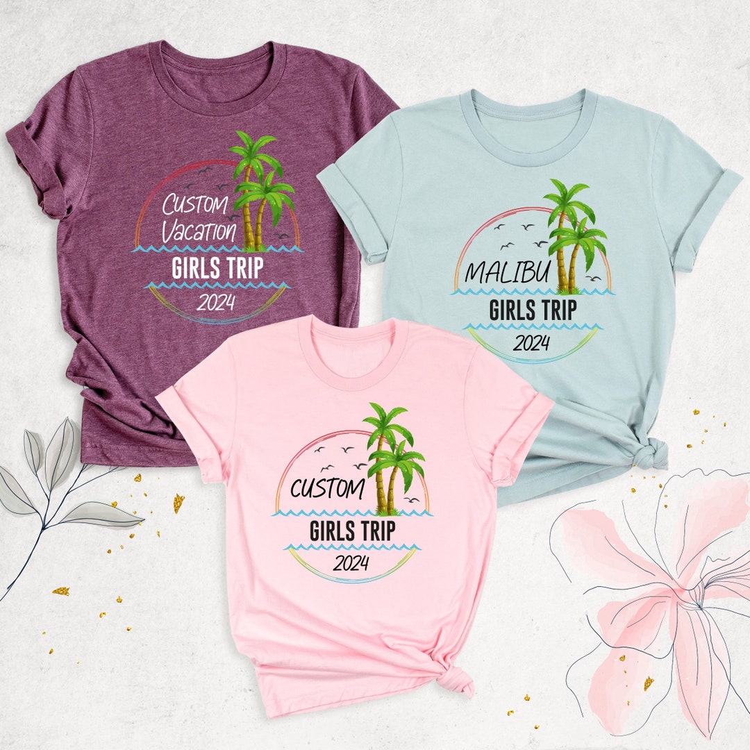 Custom Girls Trip 2024 Shirt, Palm Tree Girl Vacation Tee, Matching ...