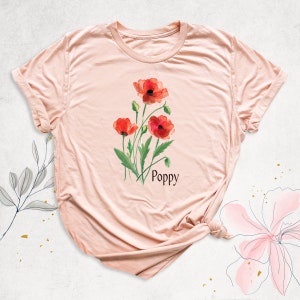 Poppy T Shirt, Vintage Poppy Shirt, Floral Cottagecore Tee, Botanical ...