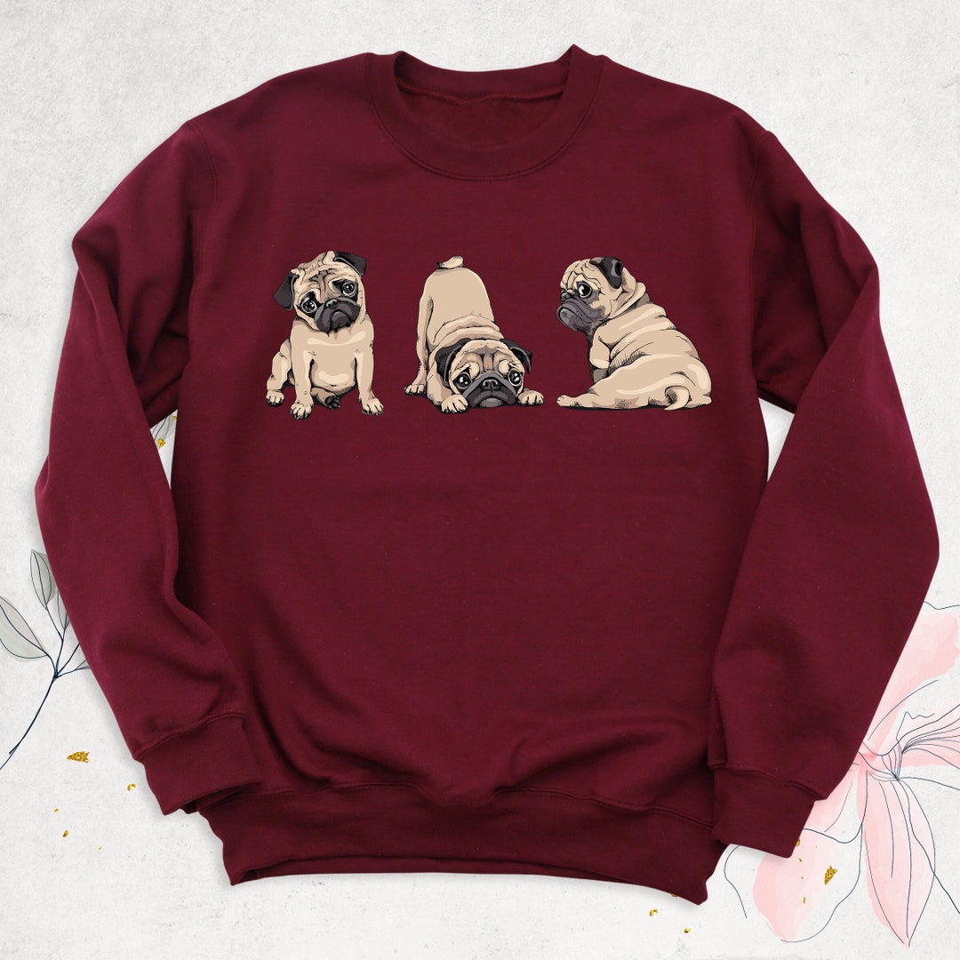 Pugs Sweatshirt, Pug Mom Hoodie, Funny Animal Graphic Sweatshirt, Pug ...