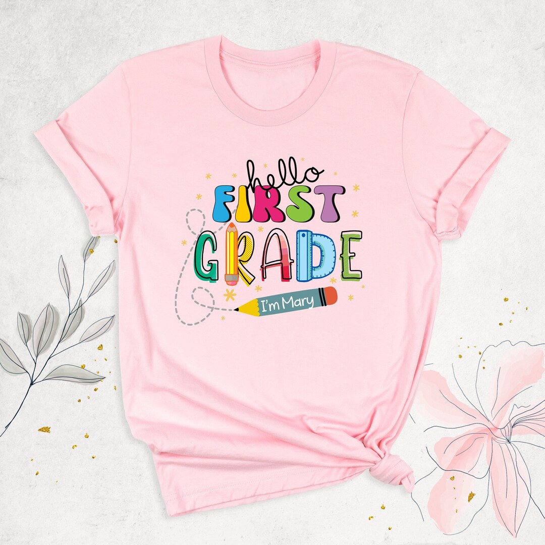 Hello First Grade Shirt, Custom Name Matching First Grade Tshirt, 1st ...