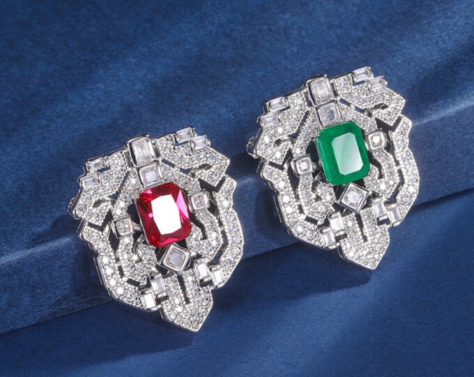 Emerald Gemstone Brooch,vintage Ruby Brooch,birthstone Brooch ...