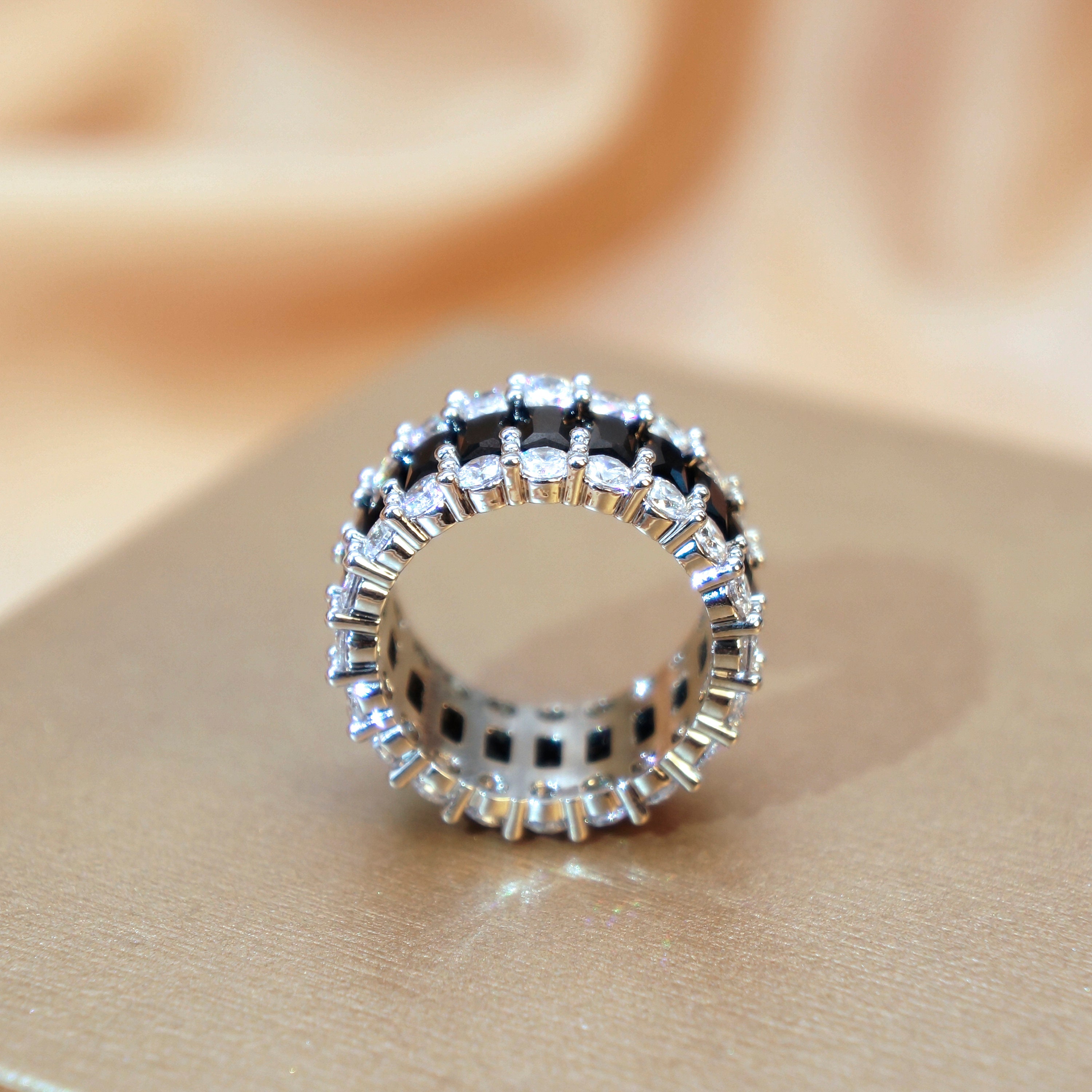 Full Eternity Band Black Eternity Ring Black / White Cubic - Etsy