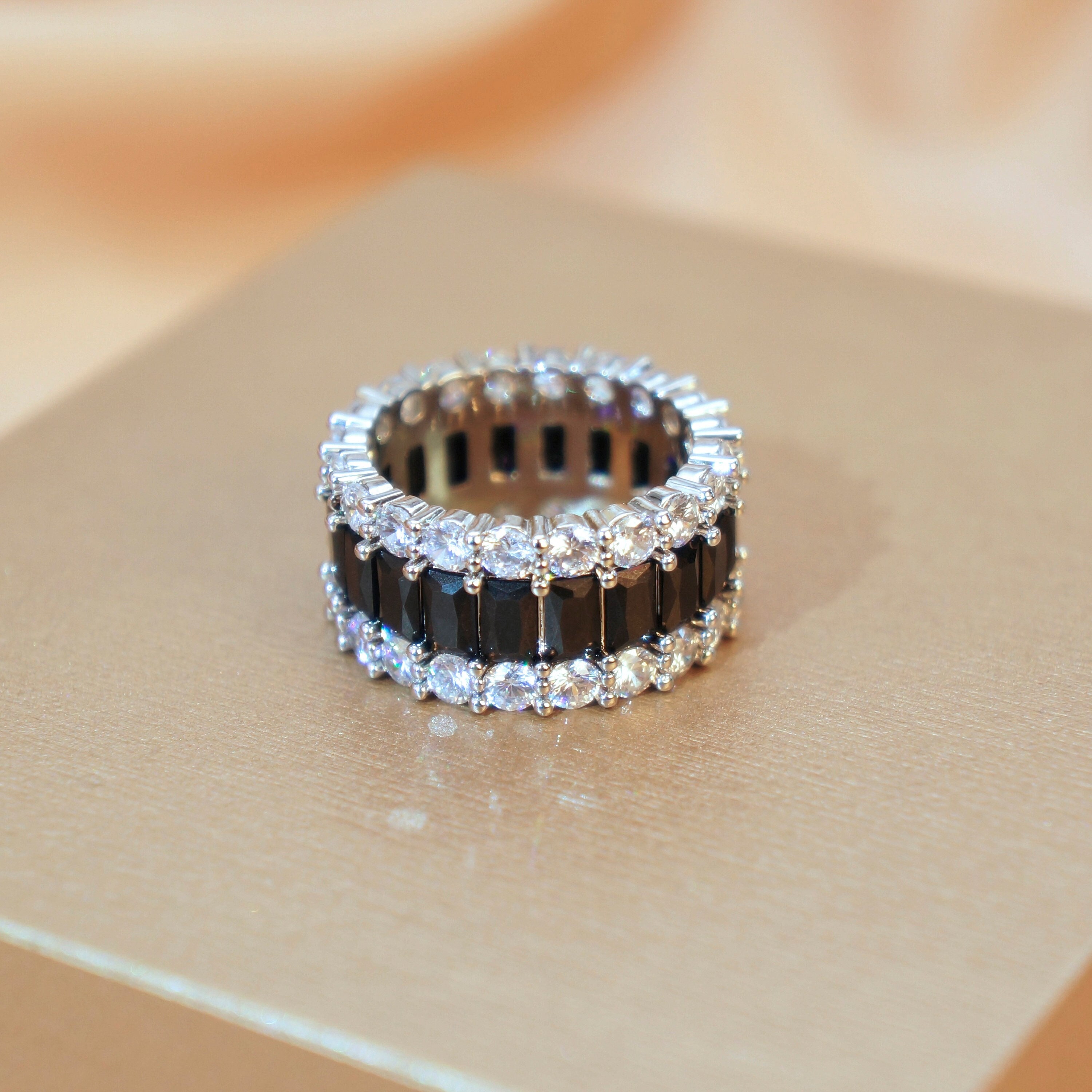 Full Eternity Band Black Eternity Ring Black / White Cubic - Etsy
