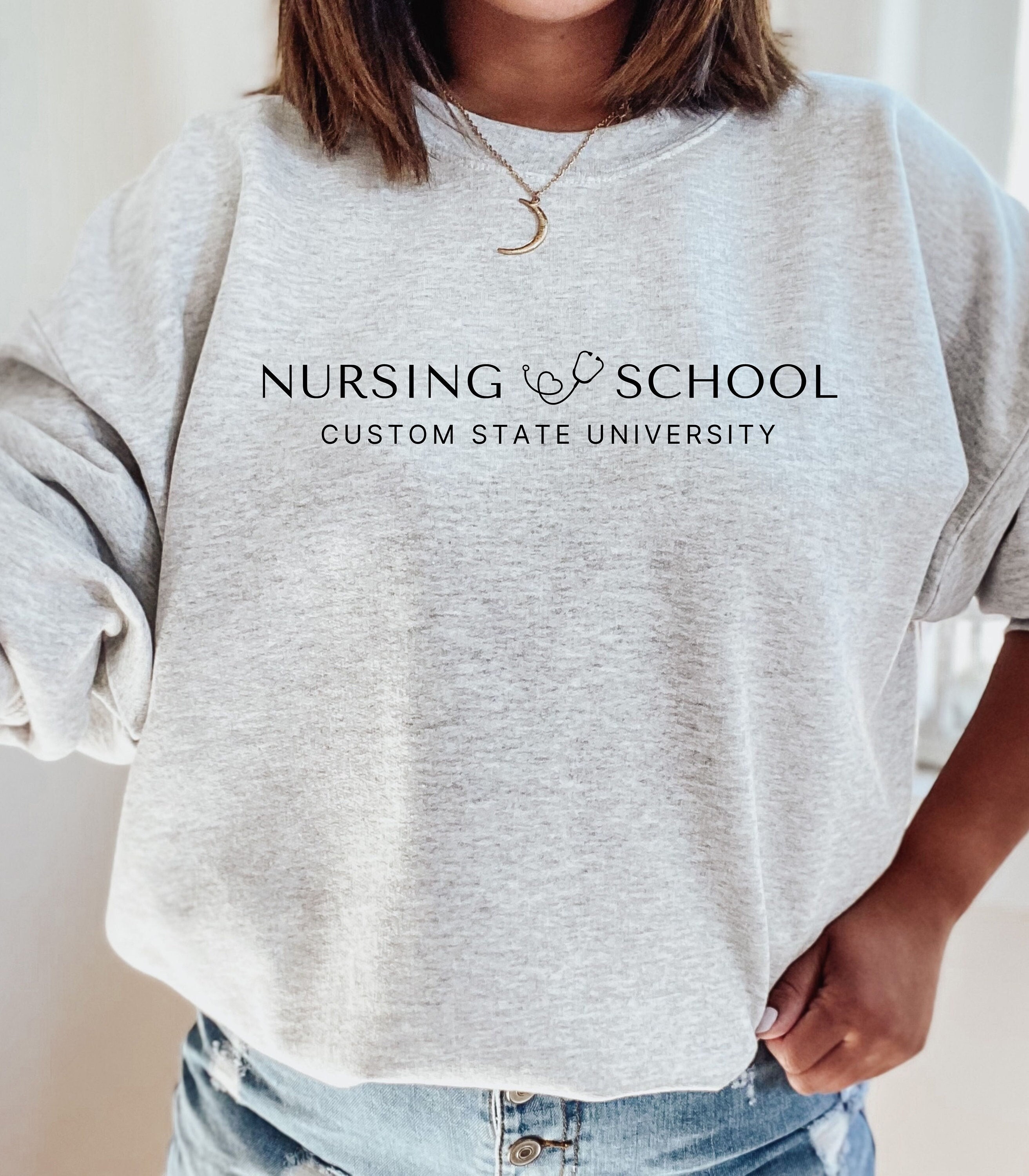 Nursing School Custom Sweatshirt, Personalized Nursing Student Gift ...
