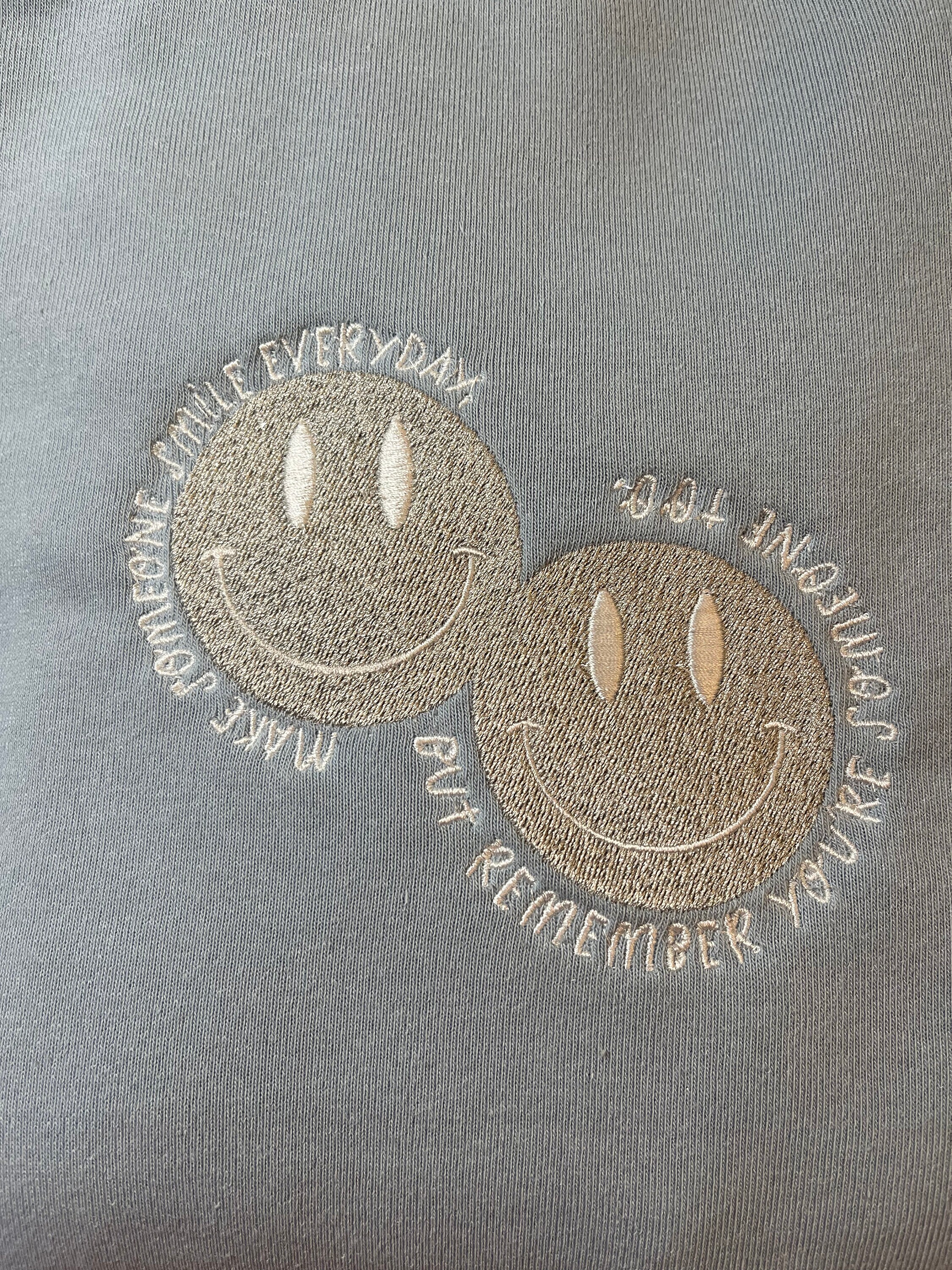 Smiley Face Embroidery Design, Positivity Embroidered Sweatshirt ...