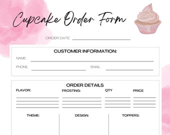 Pink Non Custom Cake Order Form | Order Form Template | Printable Order ...