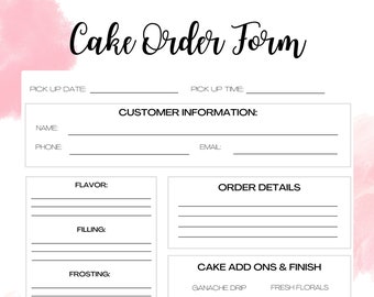 Pink | Non Custom Cupcake Order Form | Cupcake Forms | Order Template ...