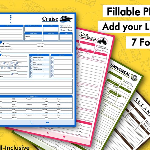 Travel Agent Booking Forms Fillable & Printable PDF Including - Etsy