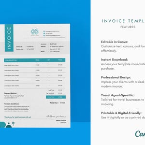 Travel Agency Invoice Template for Agents & Advisors – Fully Editable ...