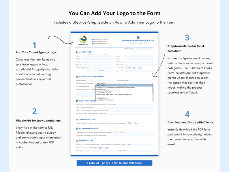 UOR Client Intake Form Fillable PDF Template for Travel Agents – 3 ...
