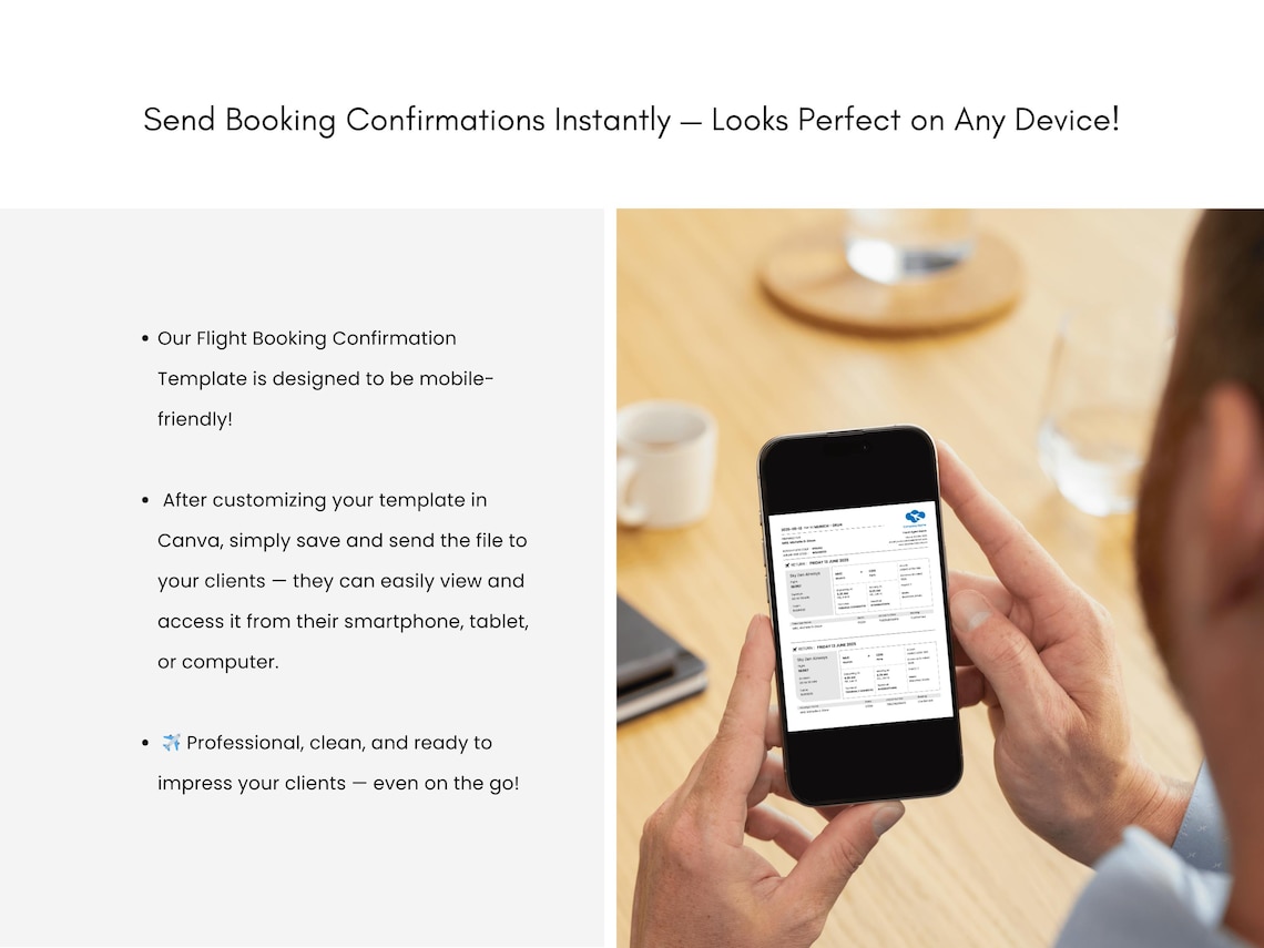 Flight Booking Confirmation Template | Editable in Canva | Travel Agent ...