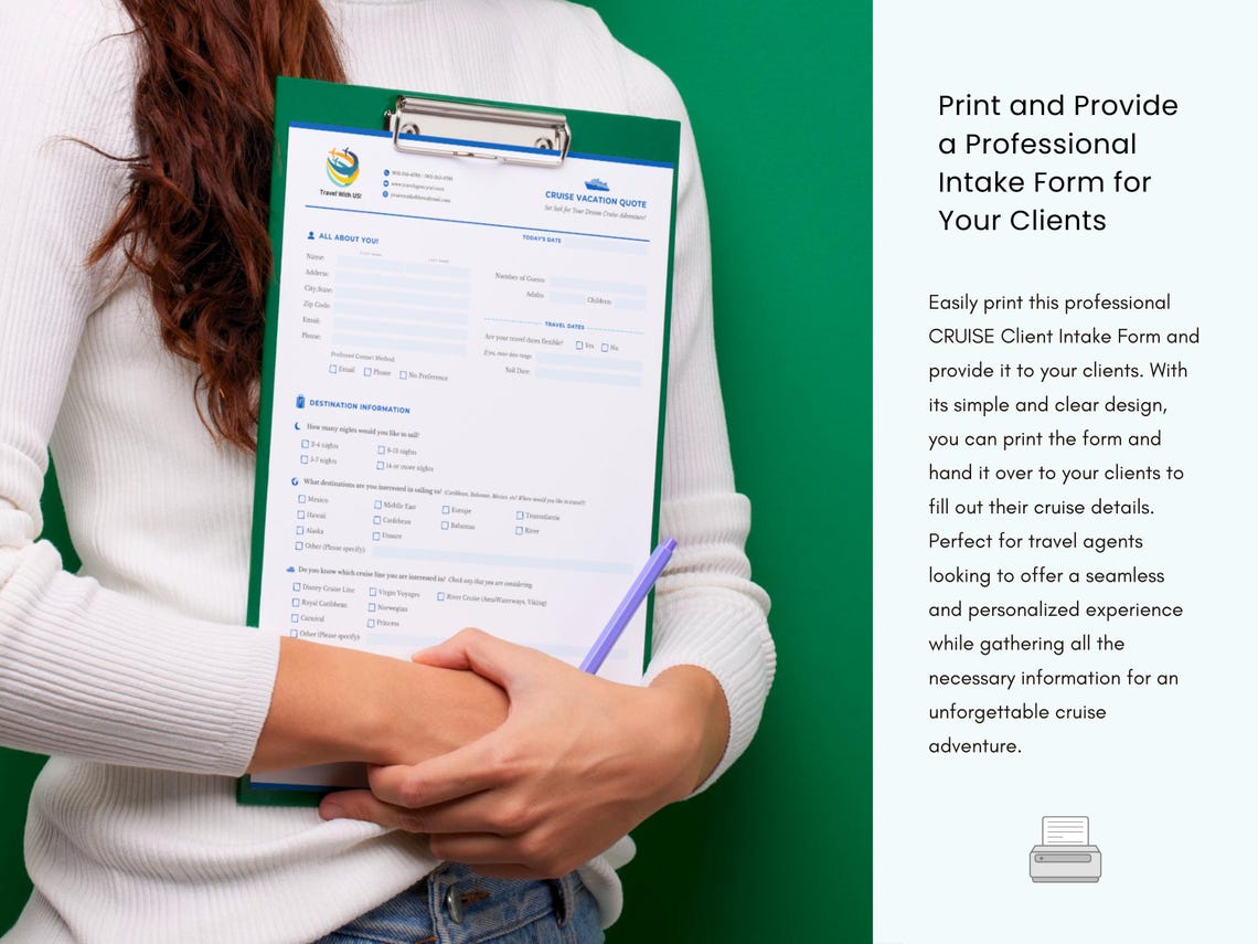 Cruise Client Intake Form Fillable PDF Template for Travel Agents – 4 ...