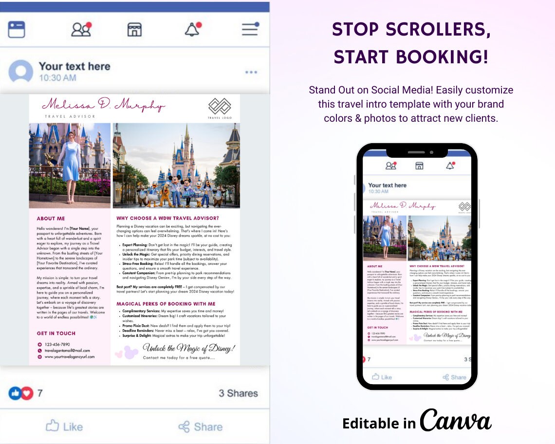 Travel Agent Introduction Page Templates Editable in CANVA Post on ...