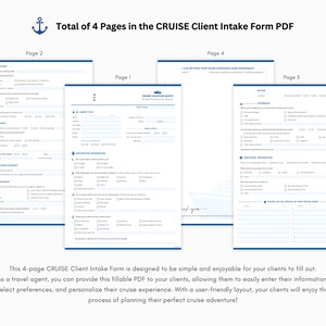 Cruise Client Intake Form Fillable PDF Template for Travel Agents – 4 ...