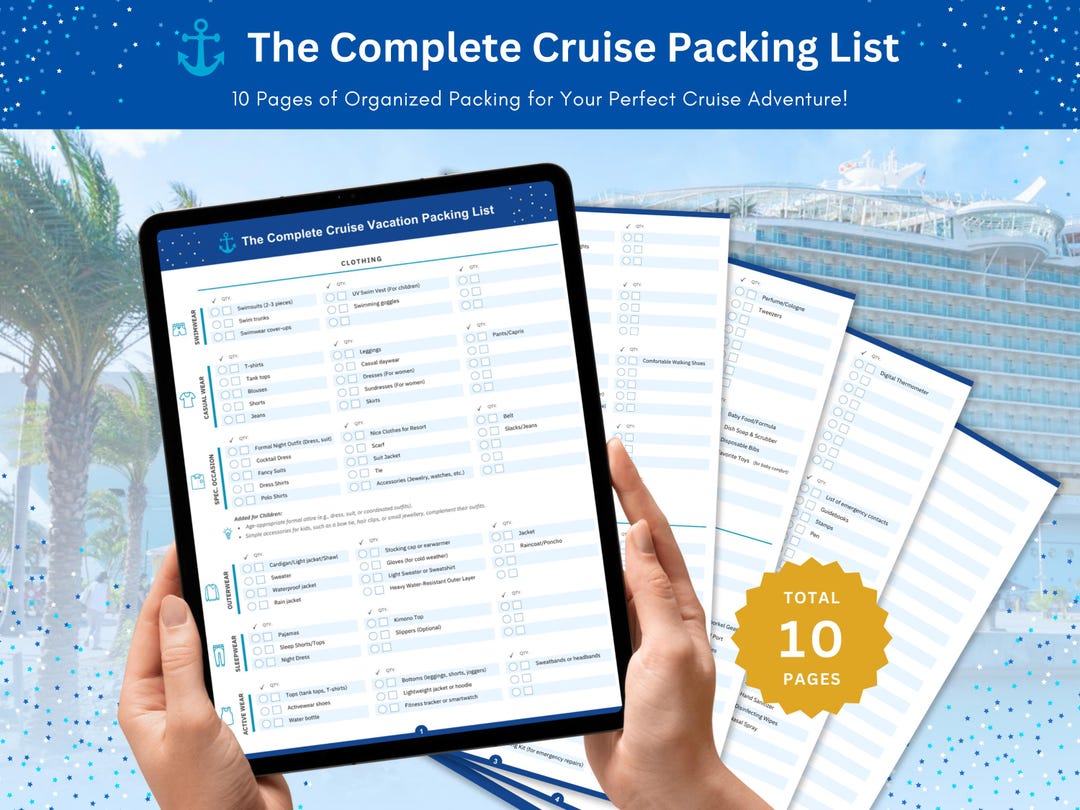 The Complete Cruise Packing List, Digital Download 10 Page PDF ...