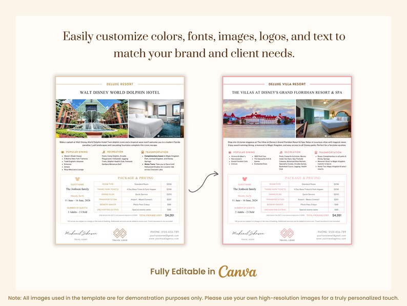 WDW Resort Quotation Templates With 35 Resorts, Fully Editable Template ...