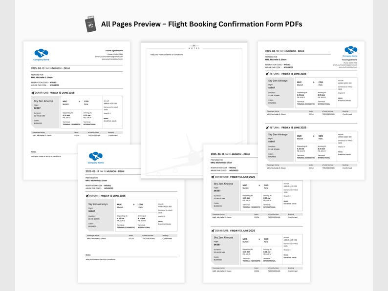 Flight Booking Confirmation Template | Editable in Canva | Travel Agent ...