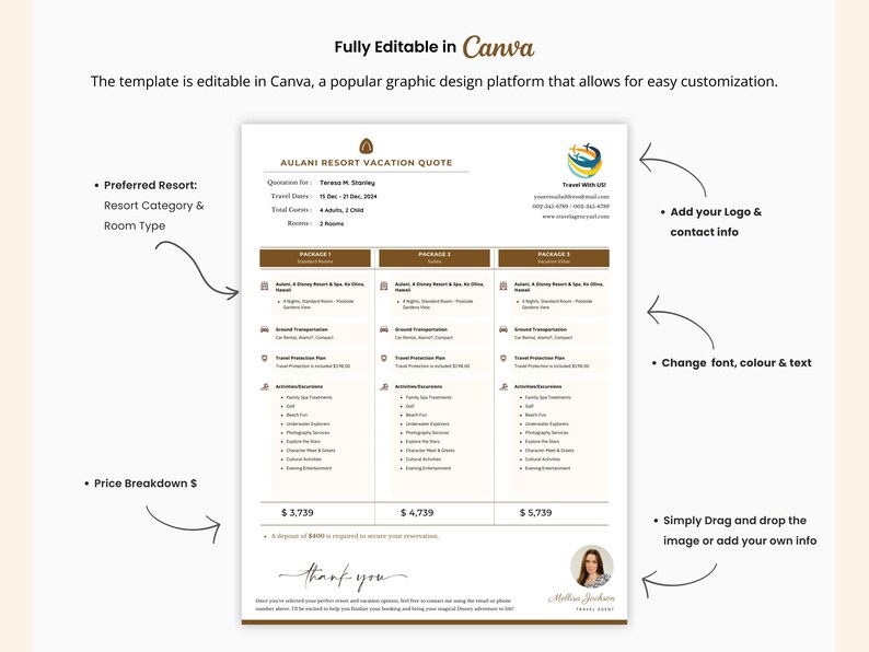 Aulani Resort Vacation Quote Form Template for Travel Agents Fully ...