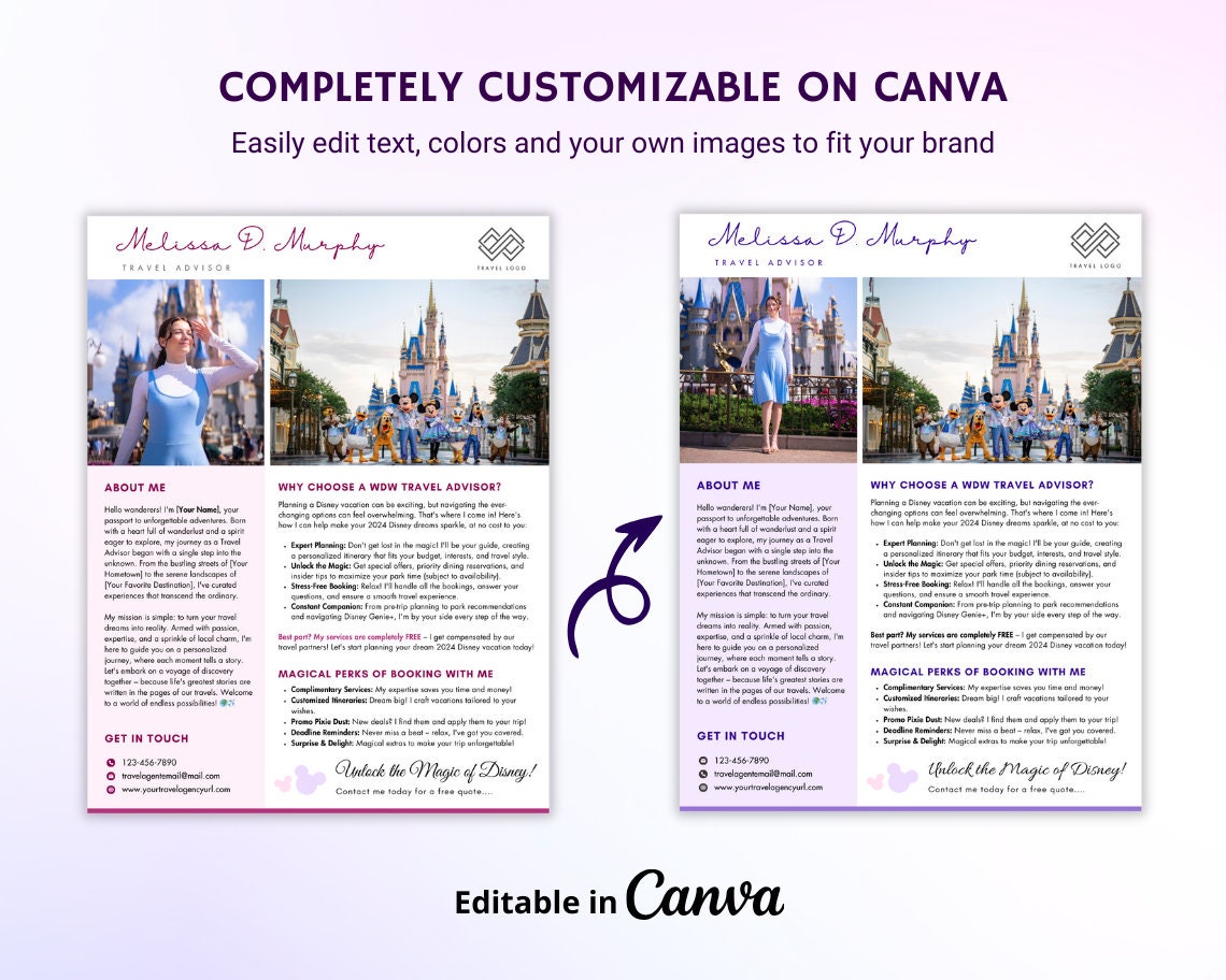 Travel Agent Introduction Page Templates Editable in CANVA Post on ...
