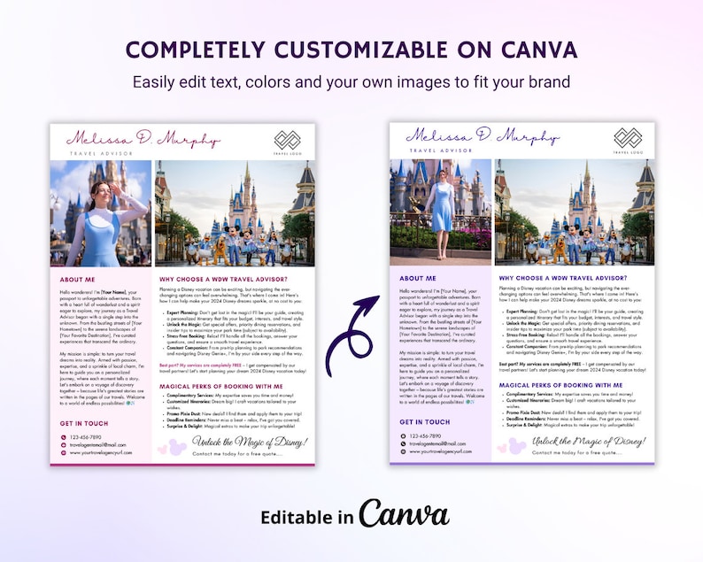 Travel Agent Introduction Page Templates Editable in CANVA Post on ...